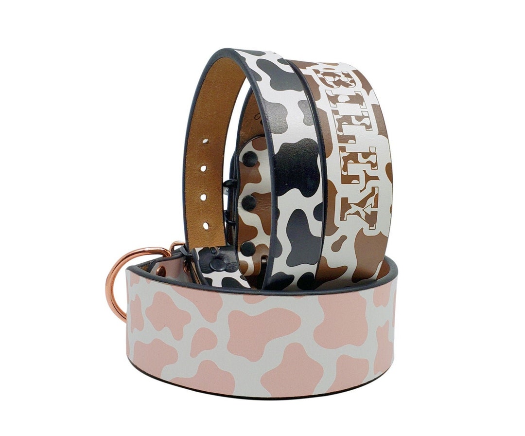 Cow Dog Collar, Leather Dog Collar, Animal Print Dog Collar, Cow Print ...
