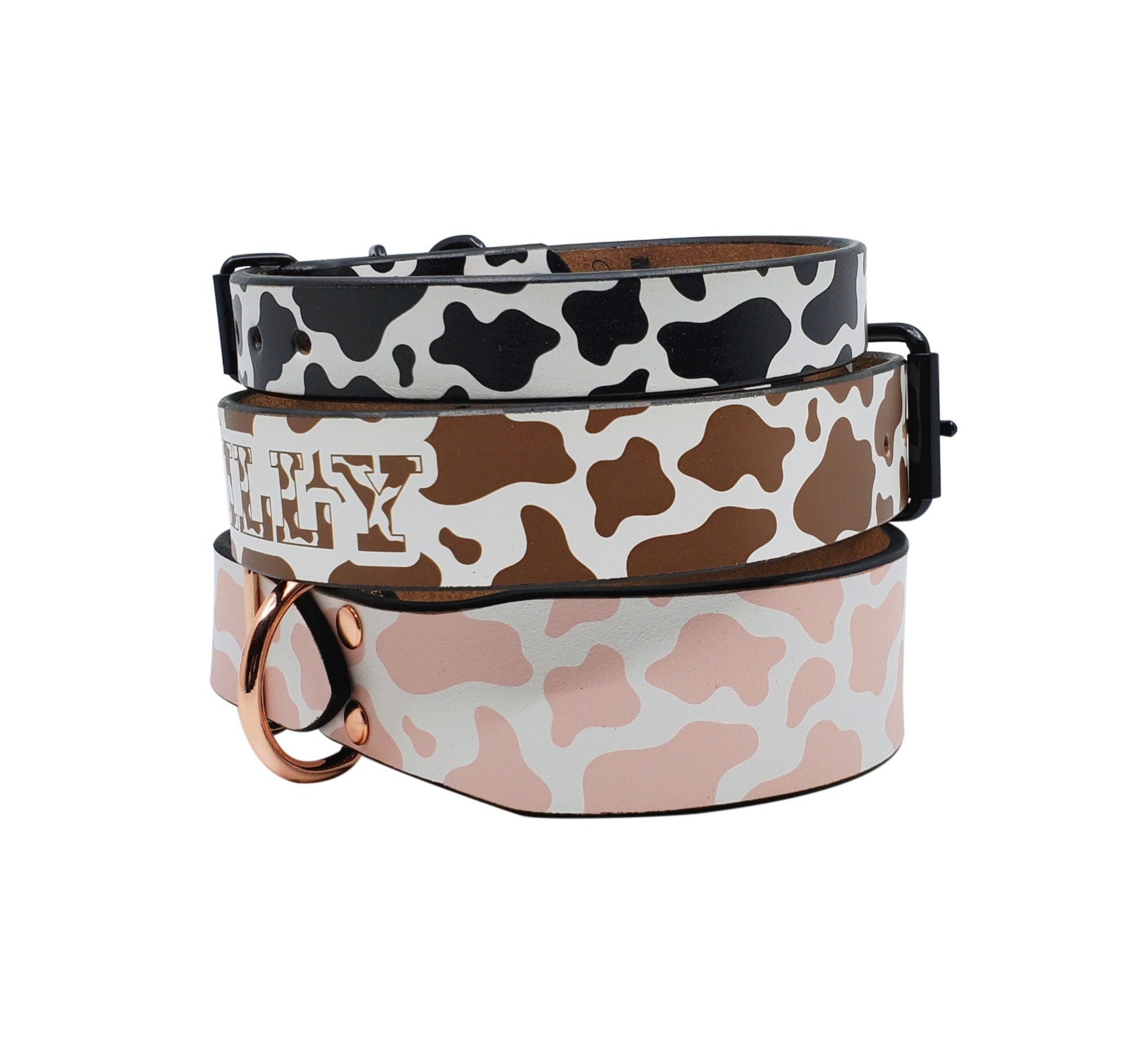 Cow Dog Collar Leather Dog Collar Animal Print Dog Collar | Etsy