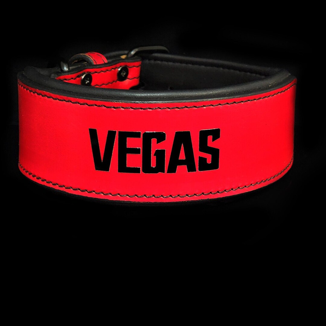 Red Staple Padded Name Collar Red Leather Collar - Etsy