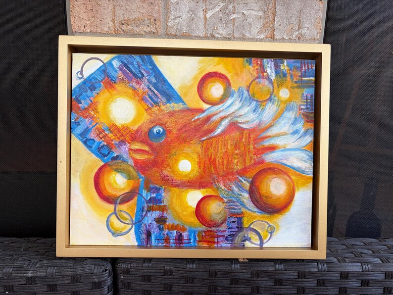 Golden Flow – Abstract Goldfish Acrylic Painting | Contemporary Modern ...
