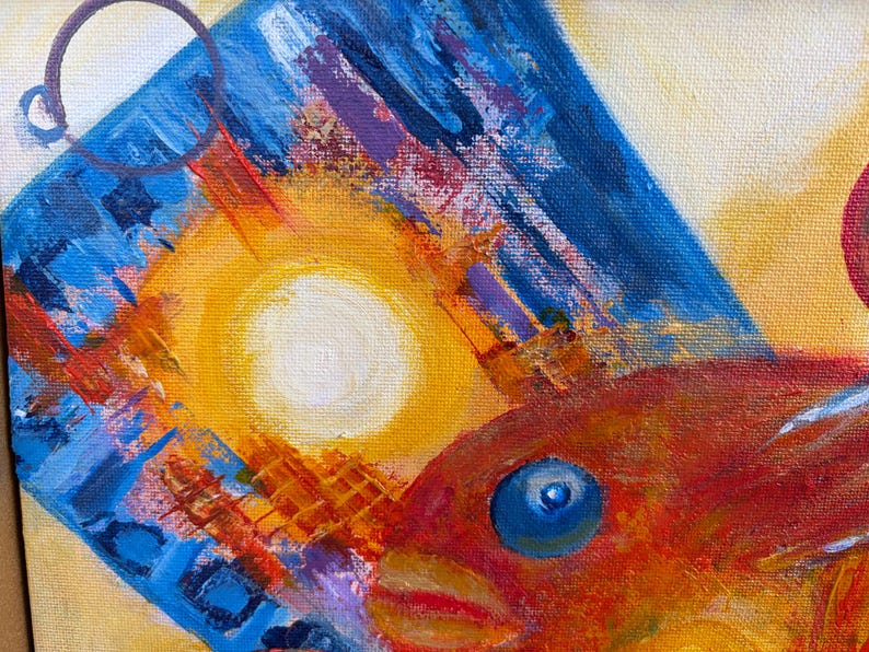 Golden Flow – Abstract Goldfish Acrylic Painting | Contemporary Modern ...