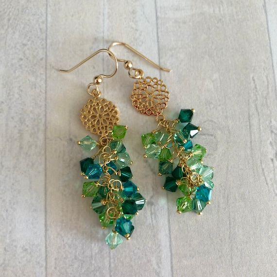 Handmade Swarovski Crystal and Drop Earrings Crystal Drop Earrings Etsy
