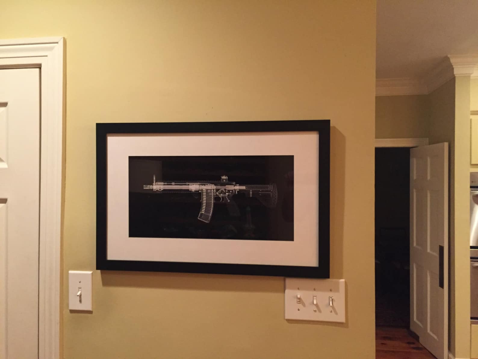 27" X 17" Custom Black Frame With Black Core, White Mat, & Hanging ...