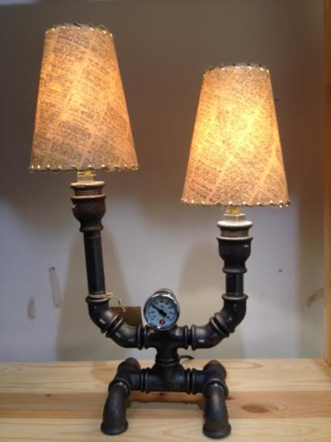 Handmade Steampunk Lamps From Pipes and Old Books and Newspaper - Etsy