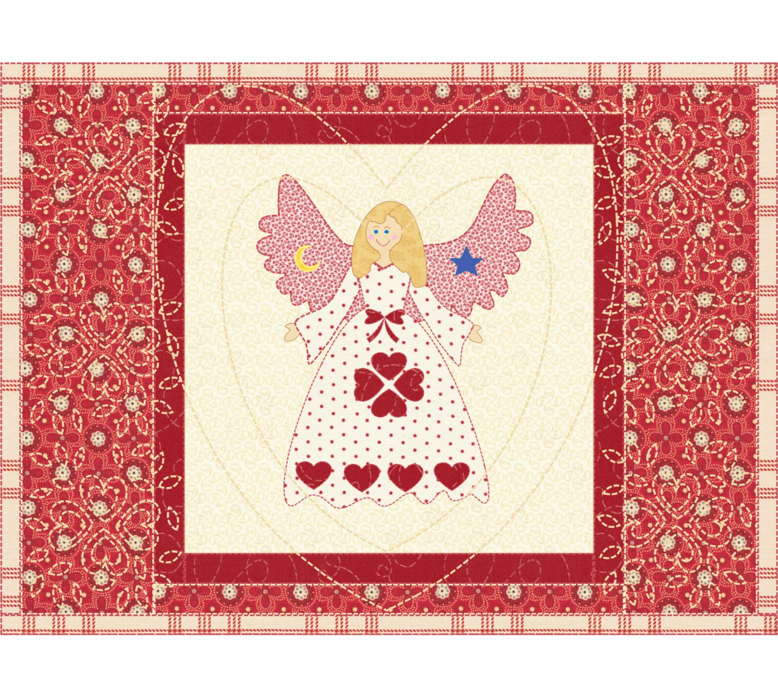 Valentine Placemats Folk Art Angel Pattern - Etsy