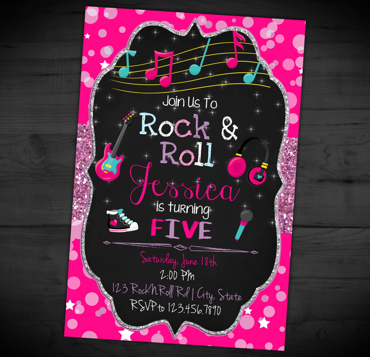 Rockn Roll Birthday Invitation