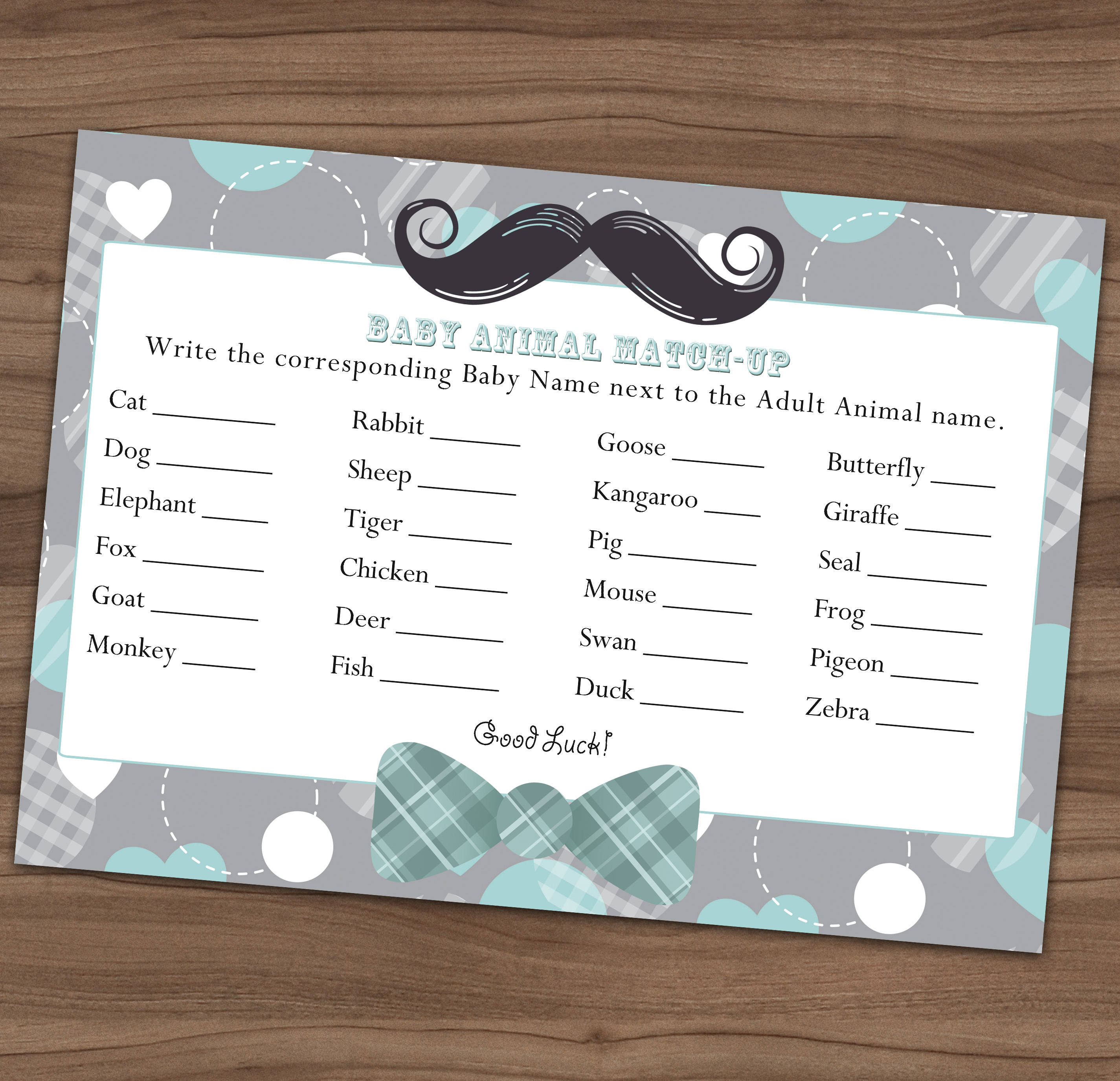 Little Man Baby Shower Baby Animal Match Up Game With Answers Etsy little-man-baby-shower-baby-animal-match-up-game-with-answers-etsy