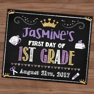 First day of School Chalkboard Sign Template Printable | Etsy