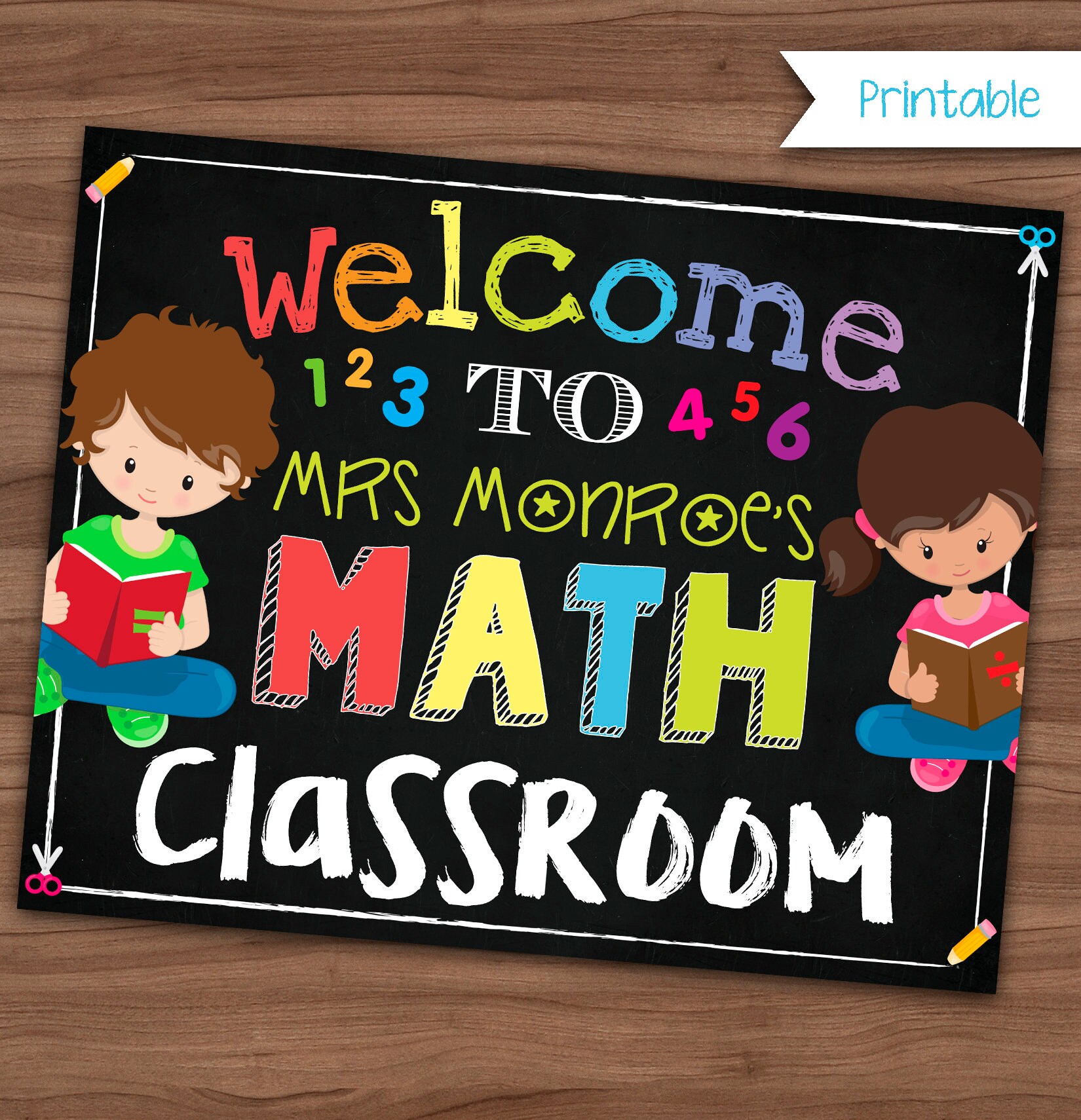 Welcome To My Math Class Sign Teacher Chalkboard Classroom | Etsy