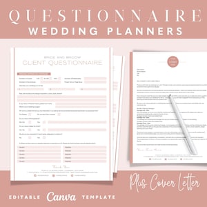 Wedding Planner Client Questionnaire and Welcome Letter, Intake Form ...
