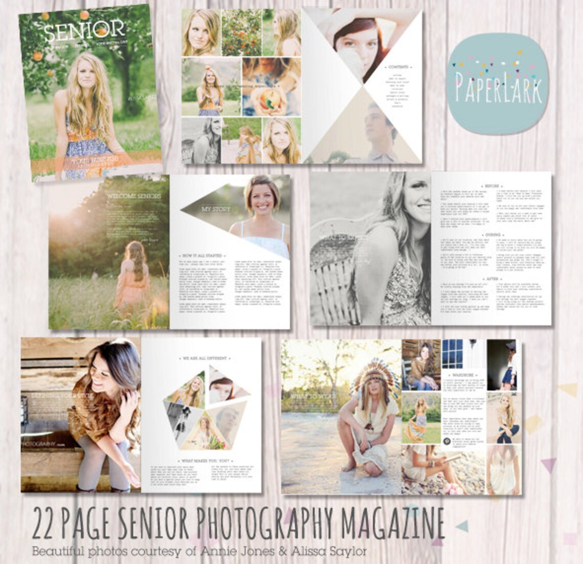 Senior Photography Magazine 24 Page Photoshop Template | Etsy
