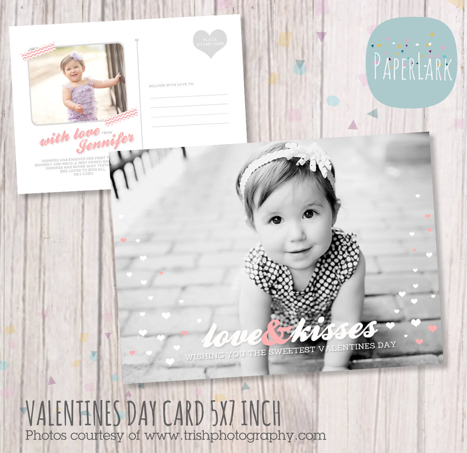 Valentines Day Postcard - Photoshop Template - AV007 - INSTANT DOWNLOAD ...