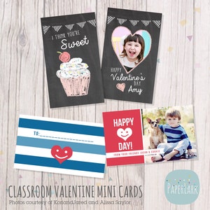 Valentine Classroom Mini Cards Bundle Photoshop Templates AV015 INSTANT ...