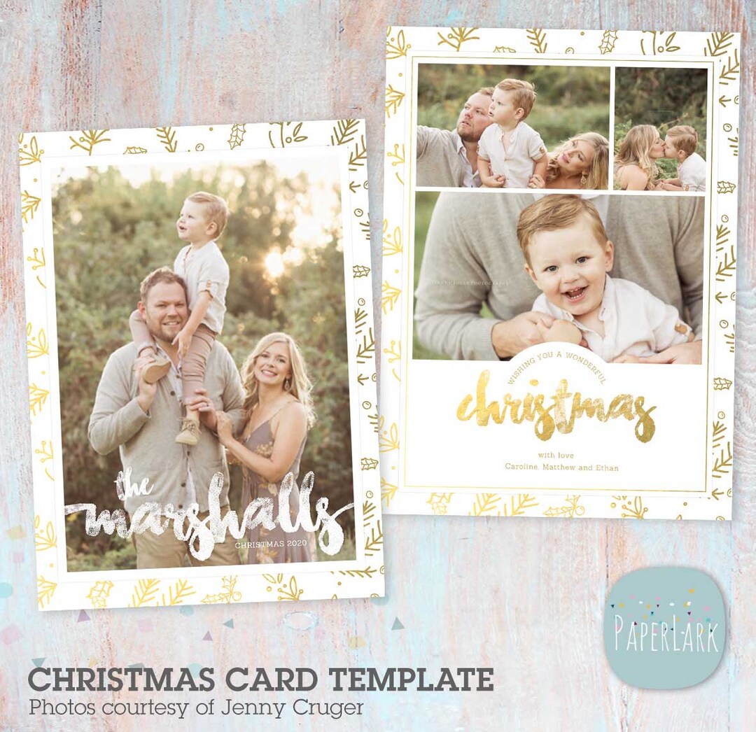 Christmas Card Template - Photoshop Template - AC091 - INSTANT DOWNLOAD ...