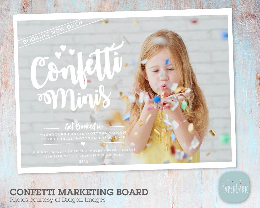 Confetti Blowing Marketing Board Template Photoshop Template | Etsy