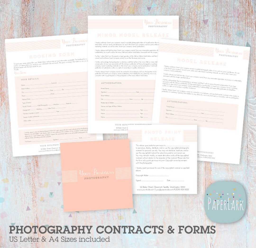 Photography Form Templates - A4 and US Letter Basic Business Set up ...