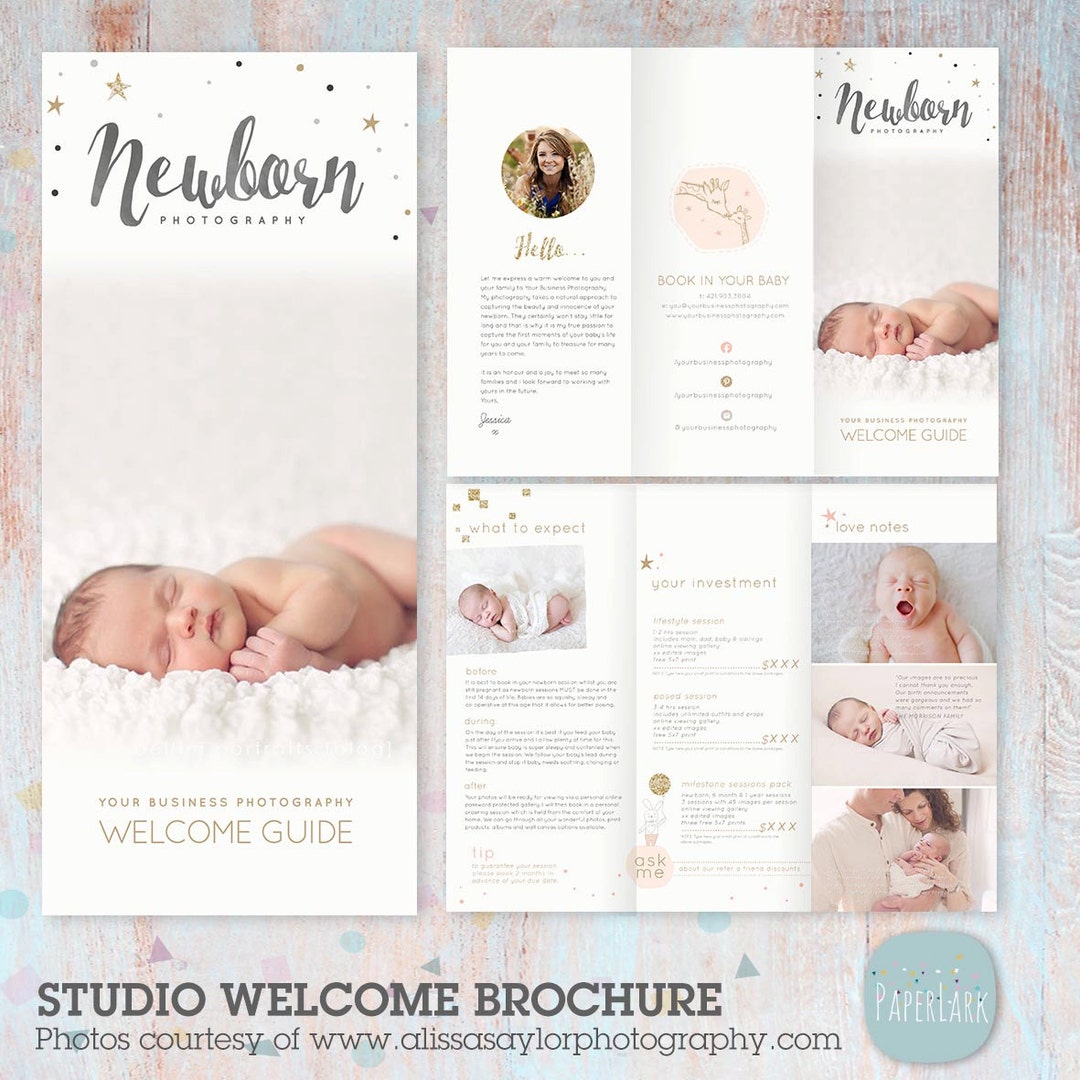 Newborn Trifold Brochure Flyer - Photography Guide - DL Size Sell Sheet ...