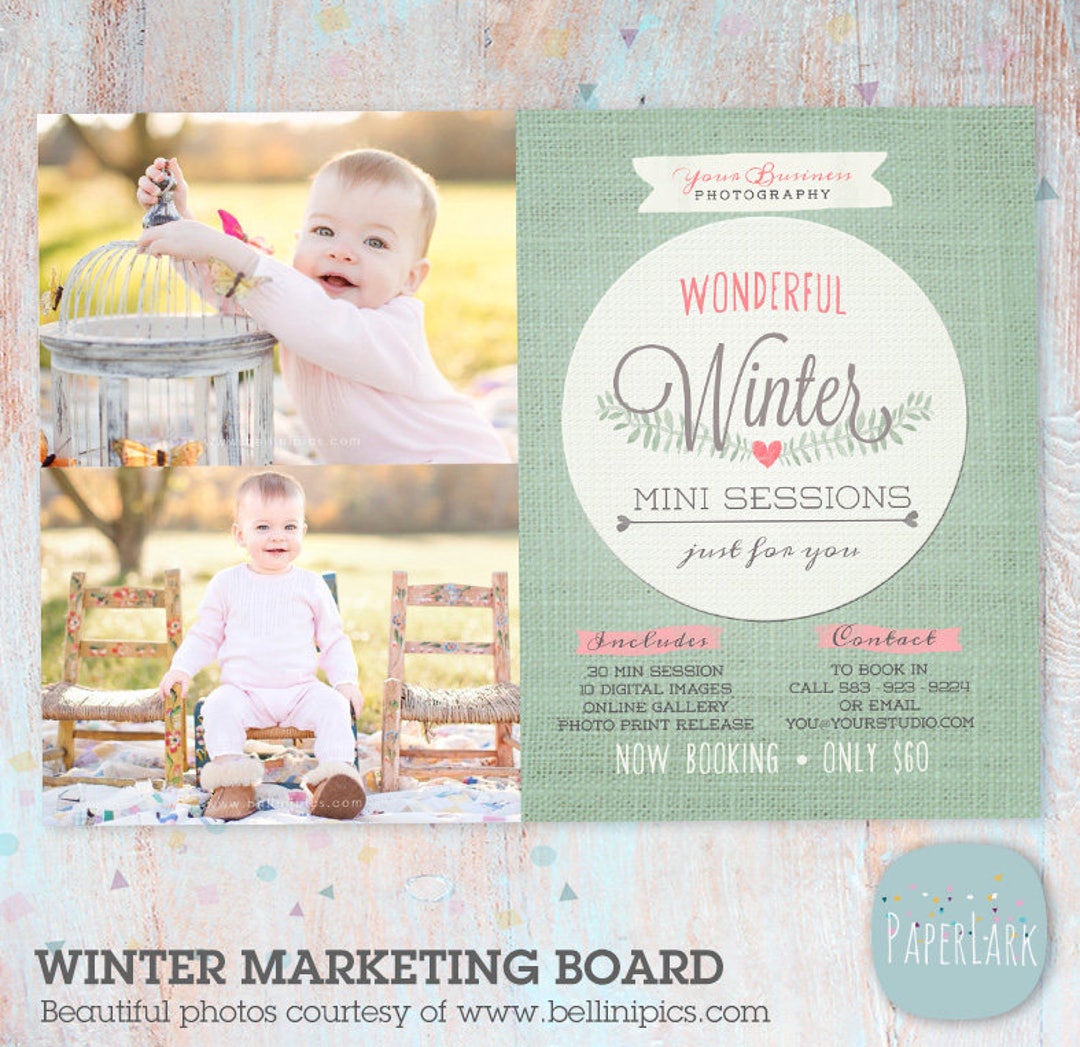 Fall Mini Session Template Winter Photography Marketing Board Winter ...