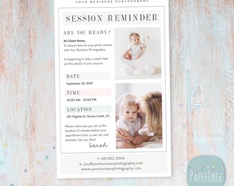 INSTANT DOWNLOAD Photography Session Reminder Template, Client Reminder ...
