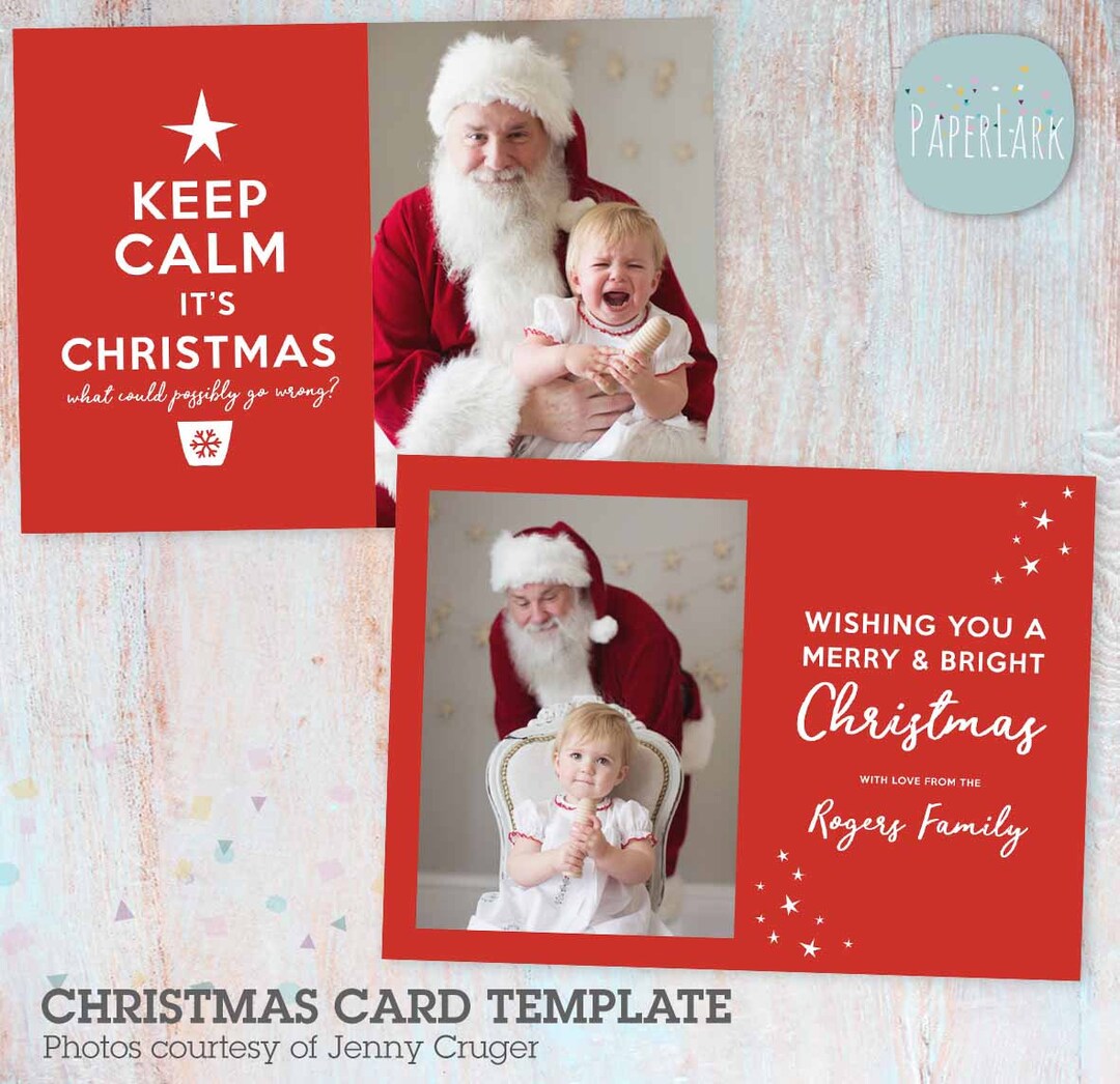 Santa Christmas Card, Holiday Template, Santa Card Template, Xmas ...