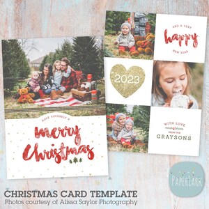 Editable, Christmas Card, Photo Greeting, Card Template, Holiday Card ...