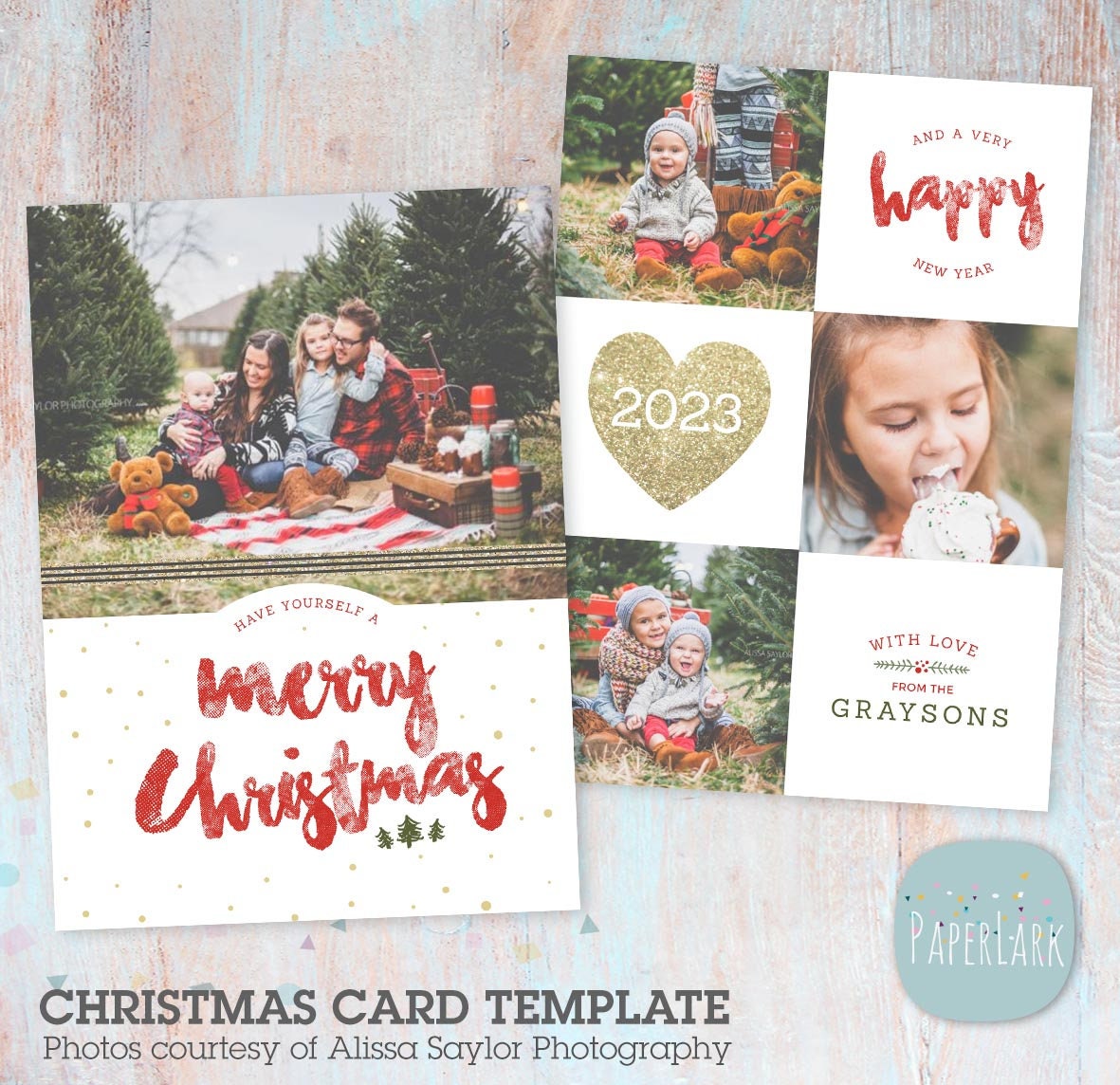 Editable, Christmas Card, Photo Greeting, Card Template, Holiday Card ...