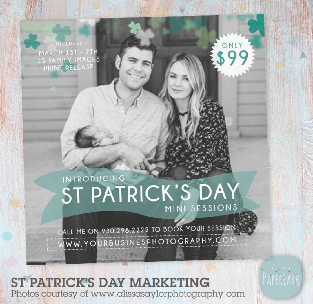 St Patrick's Day Marketing Board Photoshop Template IX002 Instant ...