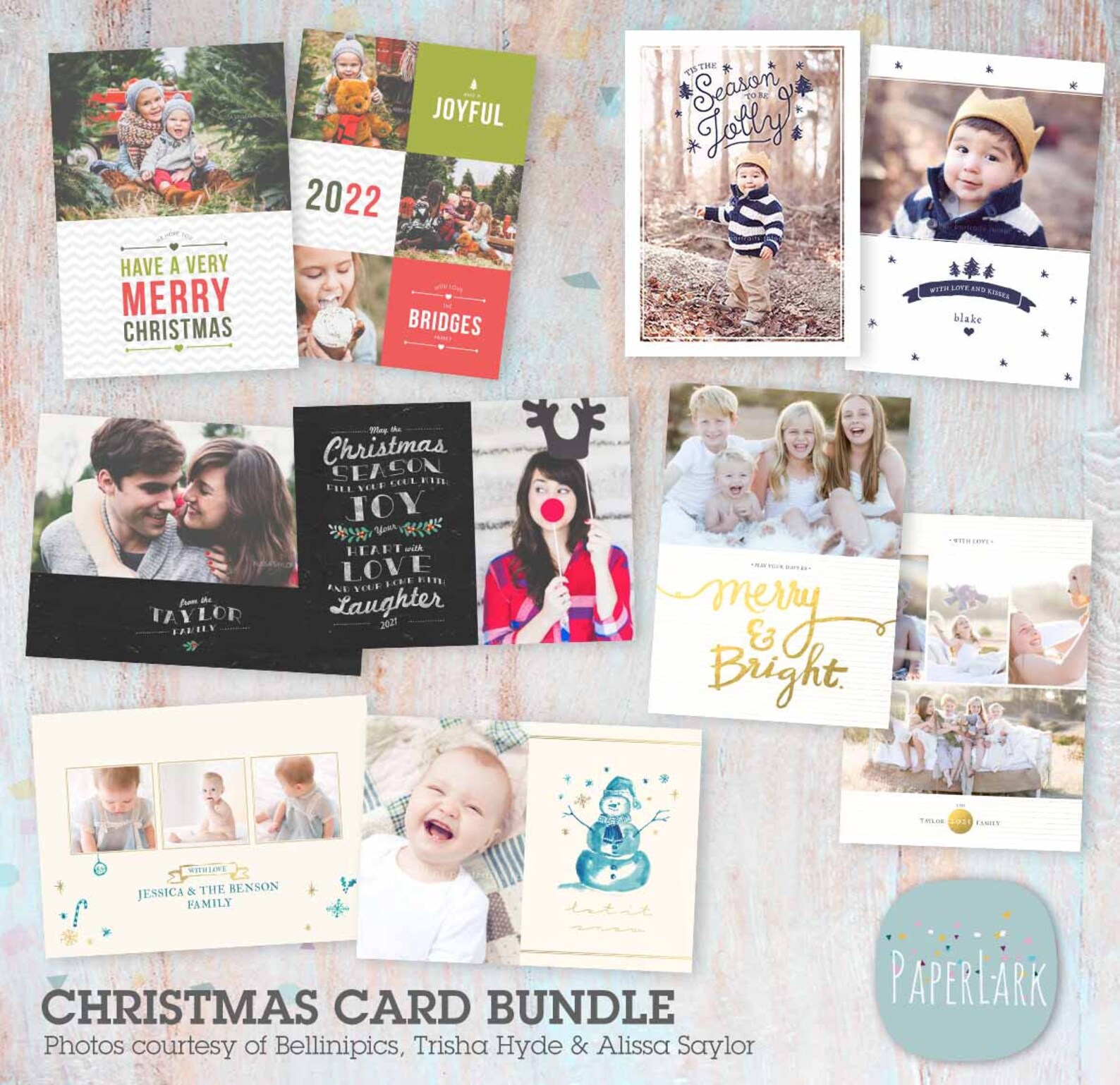 Christmas Card Template Bundle - Photoshop Template - AC053 - INSTANT ...