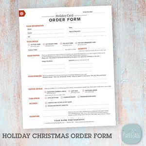 Christmas Card Order Form Photoshop Template VG009 INSTANT DOWNLOAD - Etsy