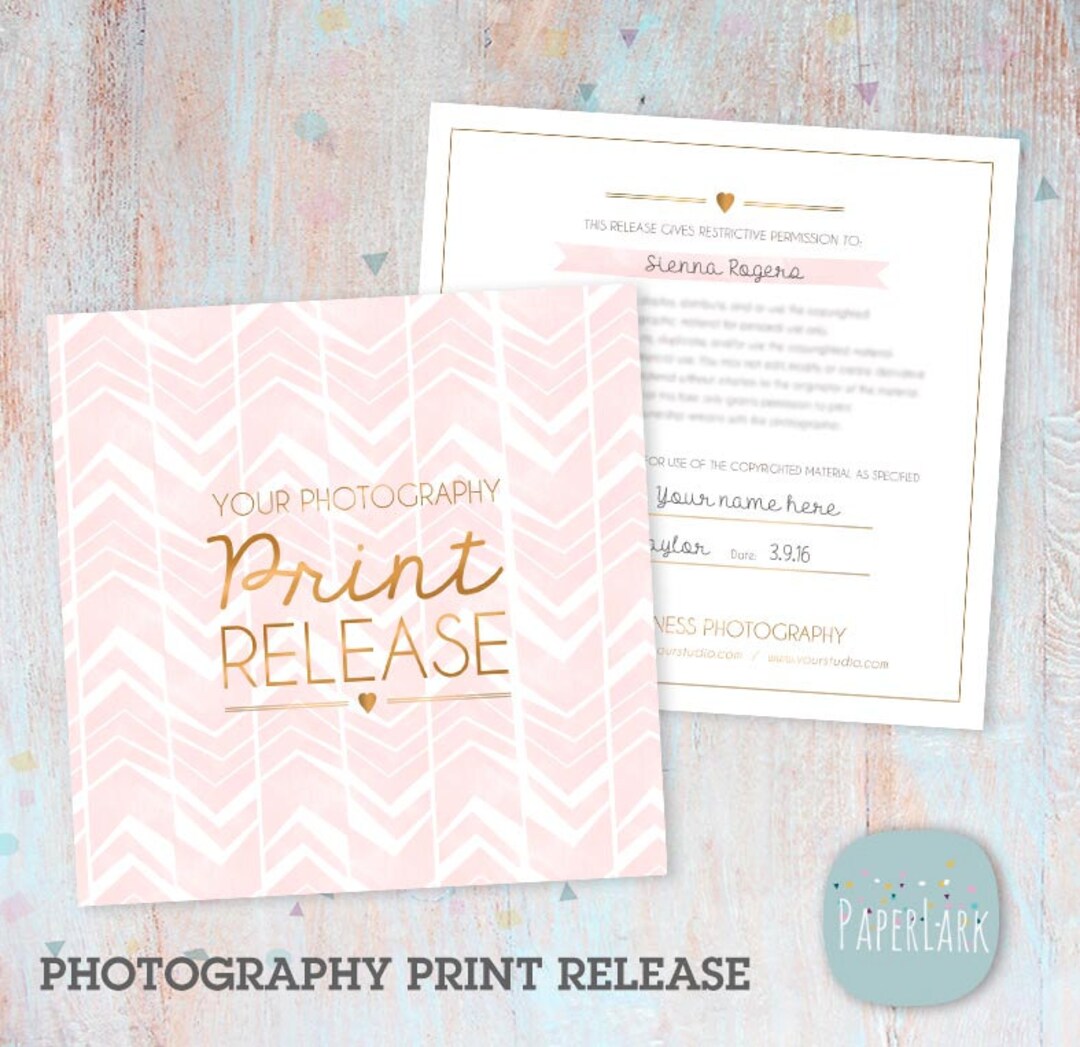 Photography Print Release Card - Photoshop Template - VG008 - INSTANT ...