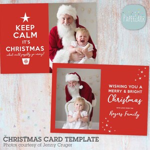 Santa Christmas Card, Holiday Template, Santa Card Template, Xmas ...