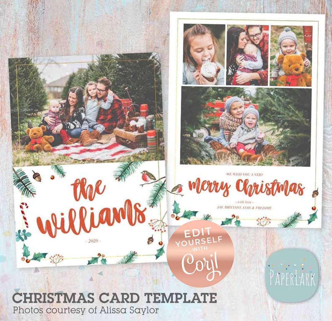 DIY Christmas, Card, Template, Holiday, Christmas Card Template, Gold ...