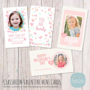 Valentine Classroom Mini Cards Bundle Photoshop Templates AV015 INSTANT ...