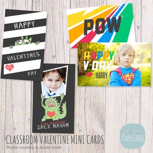 Valentine Classroom Mini Cards Bundle Photoshop Templates AV015 INSTANT ...