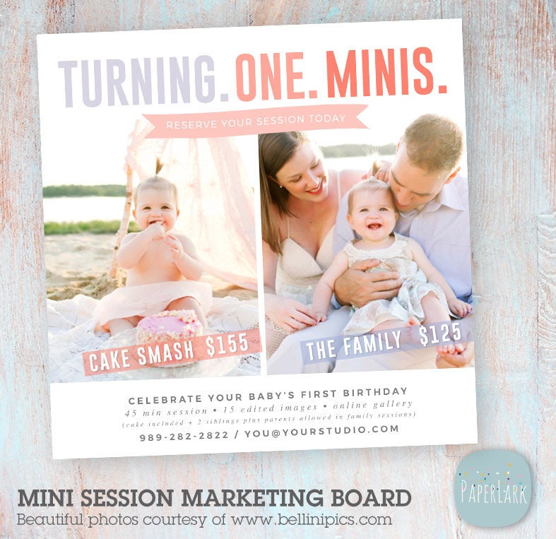 Cake Smash Mini Sessions Marketing Board 5x5 Photography | Etsy