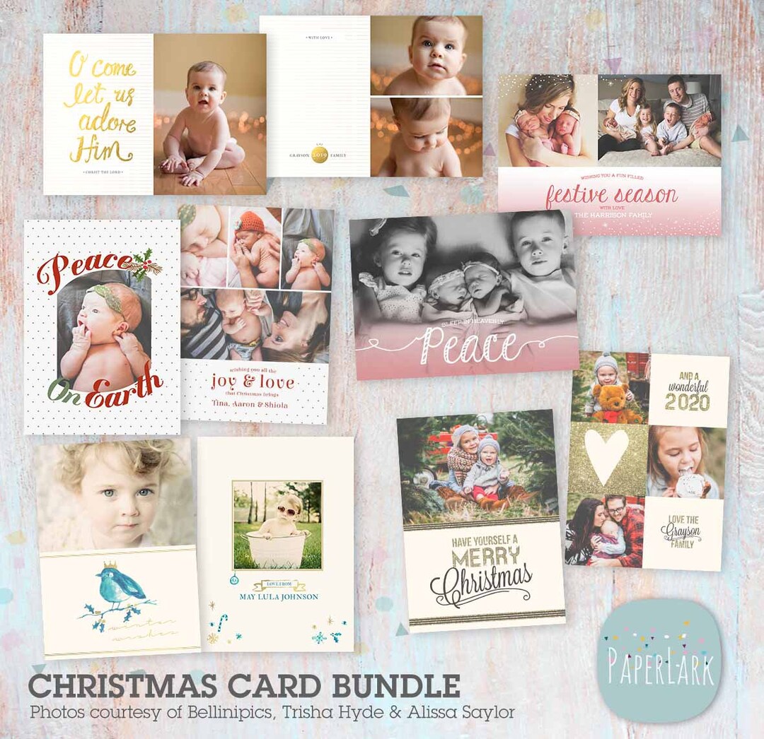 Christmas Card Template Bundle - Photoshop Template - AC055 - INSTANT ...