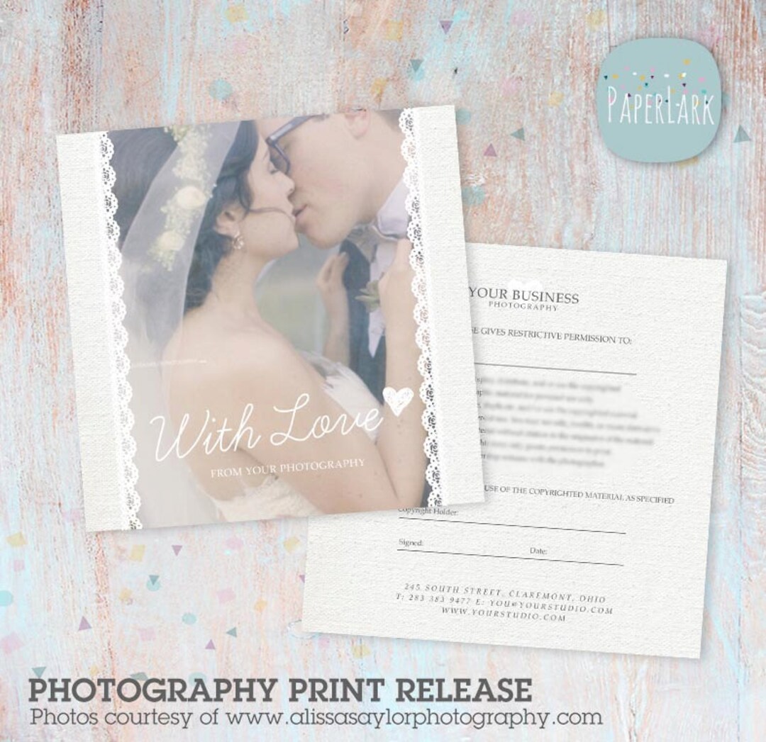 Photography Print Release Card Photoshop Template VG013 - Etsy