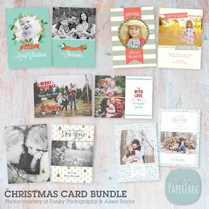 Christmas Card Template Bundle - Photoshop Templates - AC022 - INSTANT ...