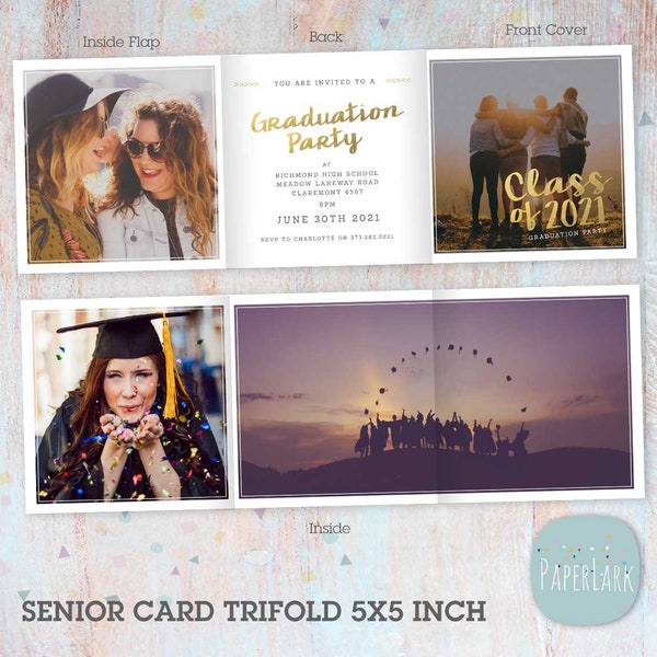 Trifold Graduation Card Template - Etsy