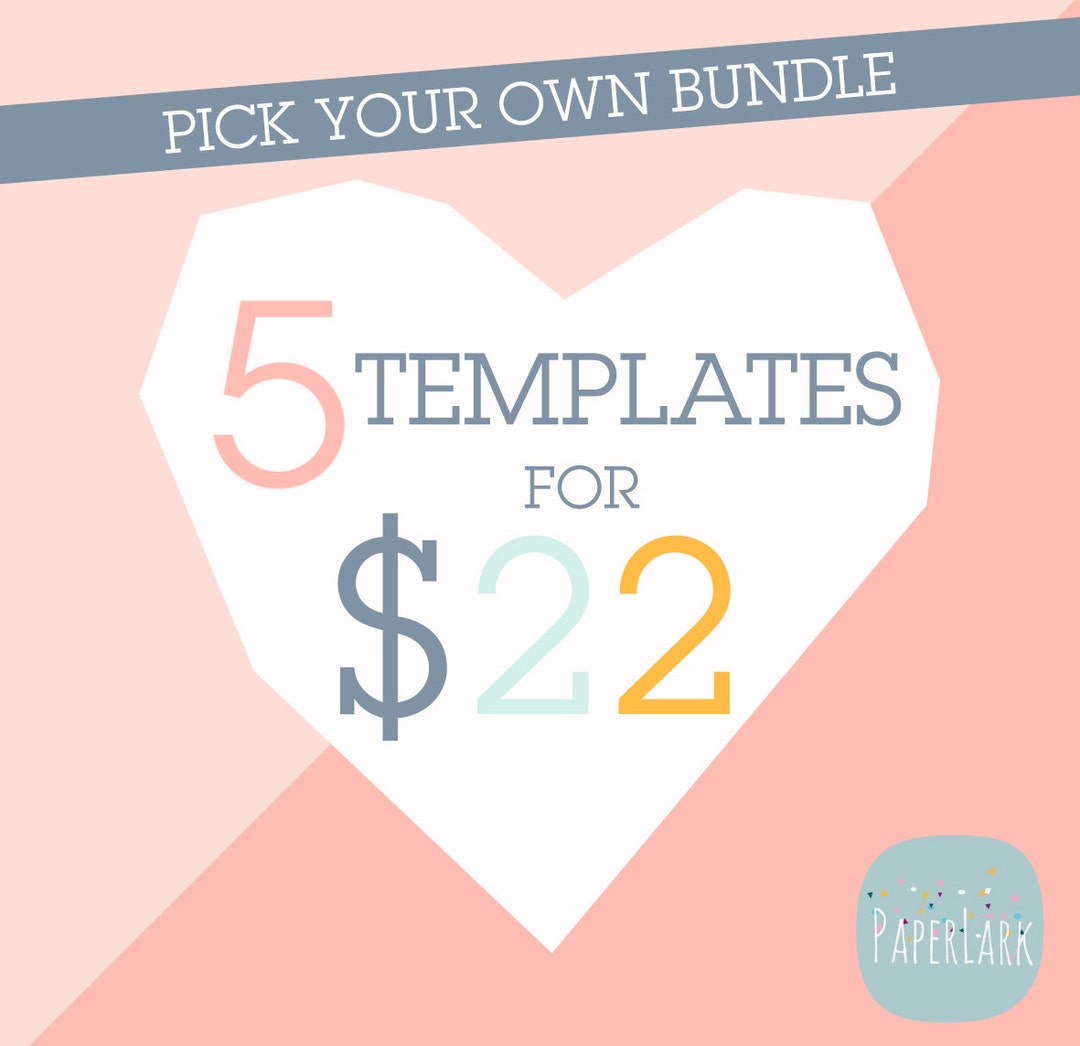 5 Templates for 22 Dollars Make Your Own Bundle ZB005 - Etsy