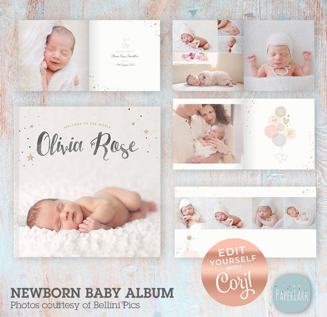 DIY Editable Baby Photo Album, Newborn Photography, Baby Book, Newborn ...