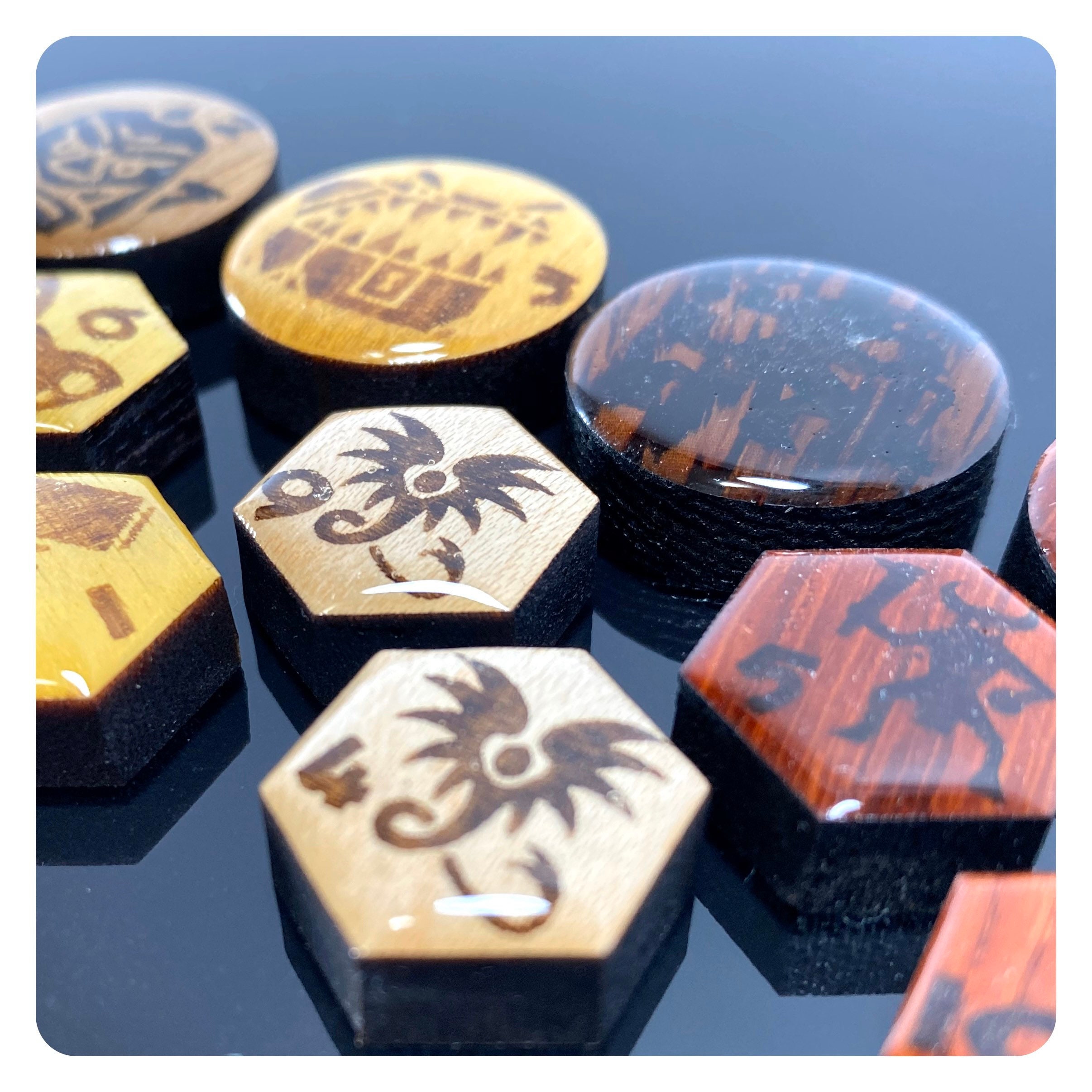 Monster Tokens for RPGs - Engraved Hardwood & Resin
