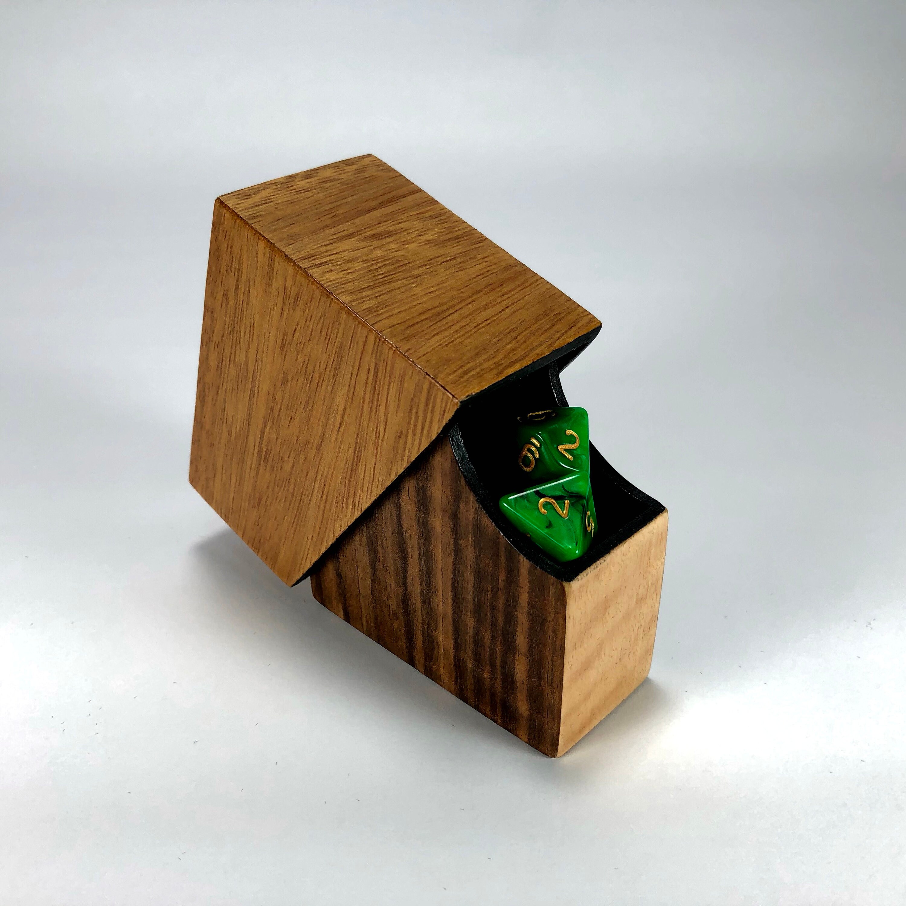 Mini Dice Tower in Curly Etimoe, Anigre and Carajiera