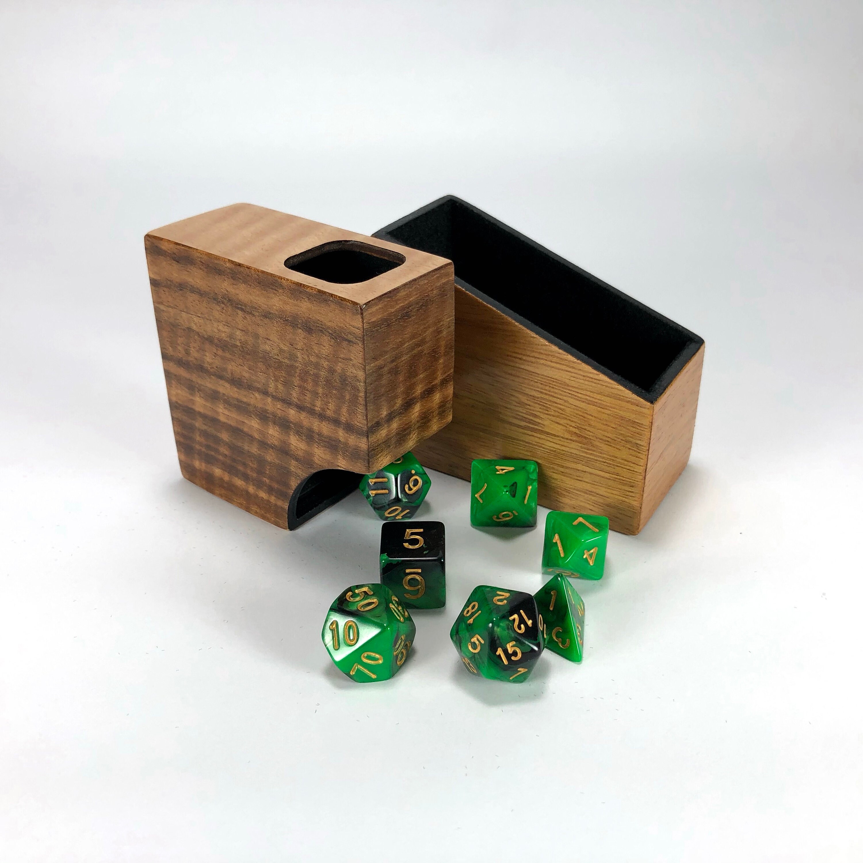 Mini Dice Tower in Curly Etimoe, Anigre and Carajiera