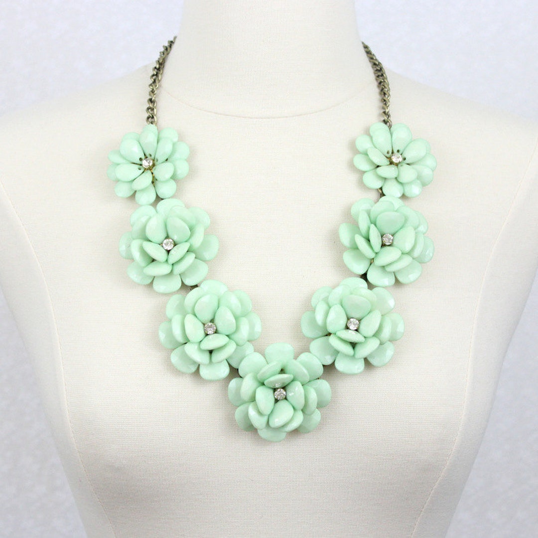 Beaded Rose Necklace Rosette Necklace Chunky Flower Statement - Etsy