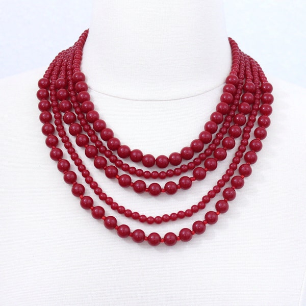 Red Statement Necklace - Etsy
