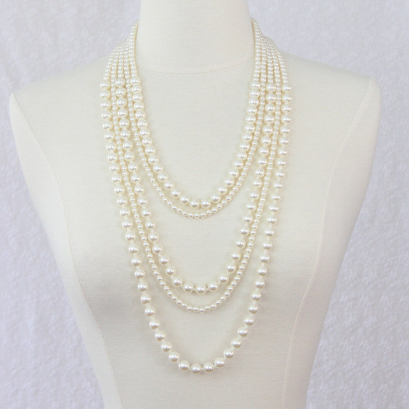 Multi Strand Pearl Statement Necklace Multi Layered Pearl Long - Etsy