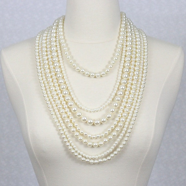 Multi Strand Pearl Necklace - Etsy