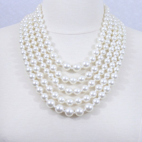 Multi Strand Pearl Necklace - Etsy