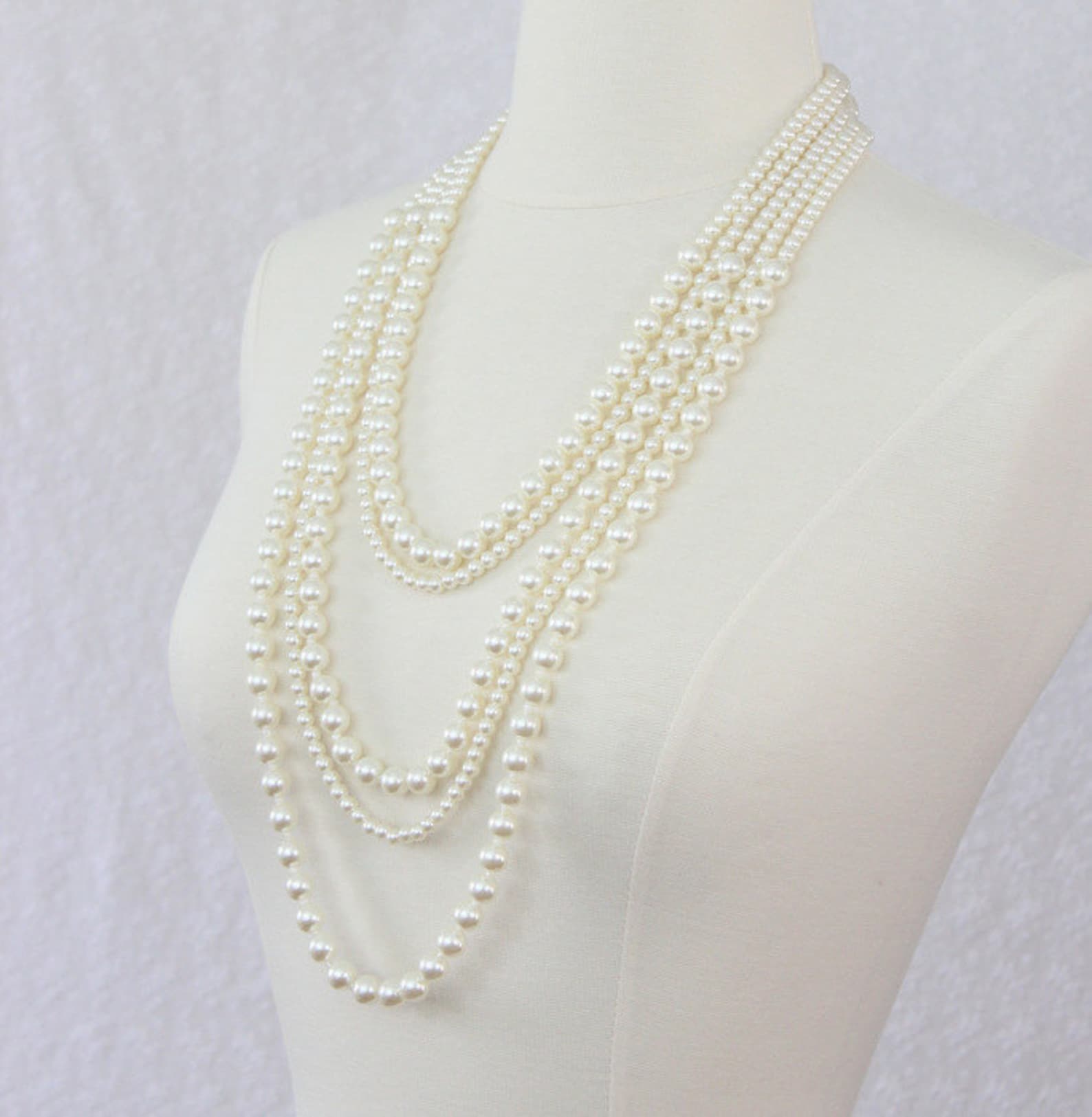 Multi Strand Pearl Statement Necklace Multi Layered Pearl Long - Etsy